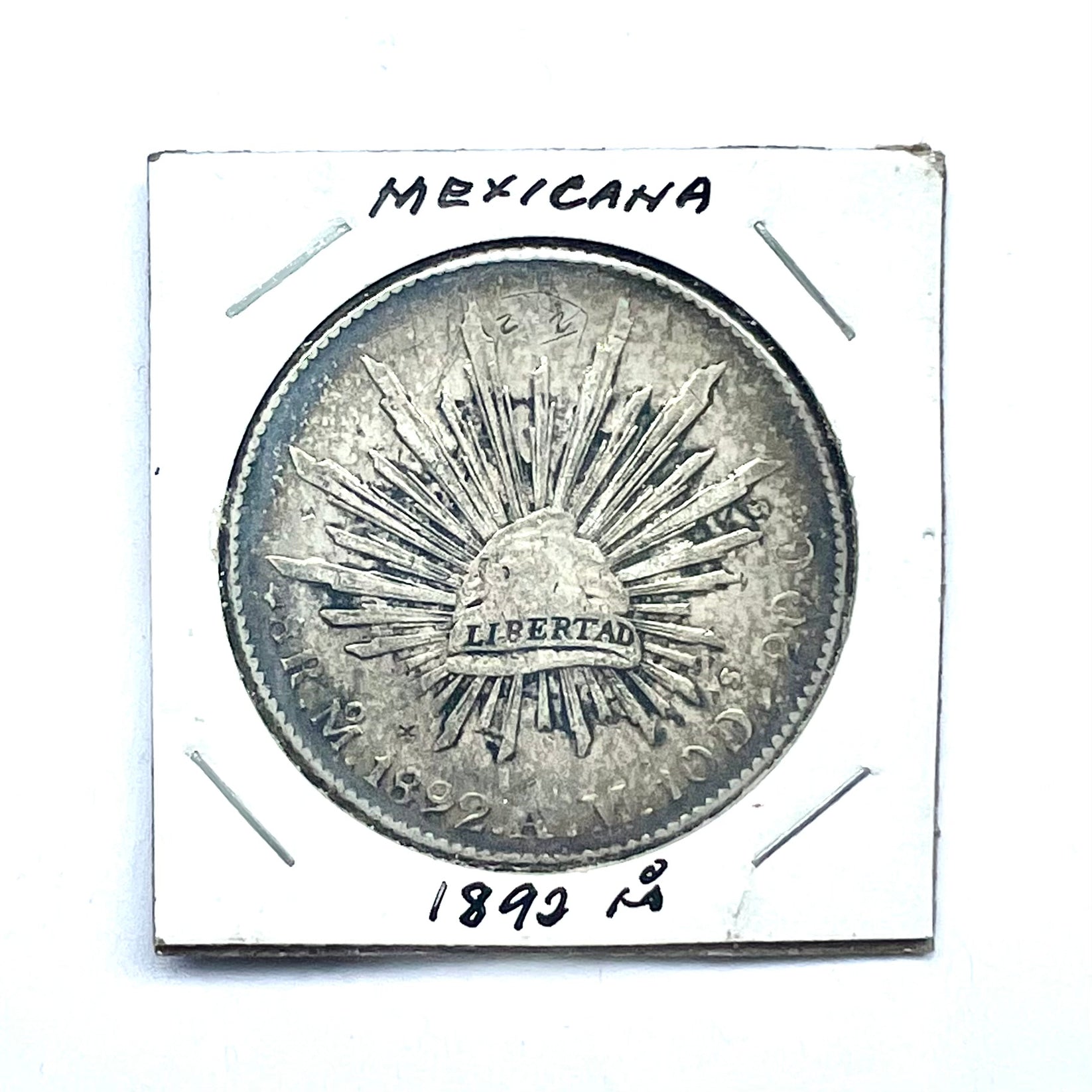 Antique Chinese Chopmarked Mexican Republic Libertad Cap and Rays Silver 8 Reales coin, Mexico ...