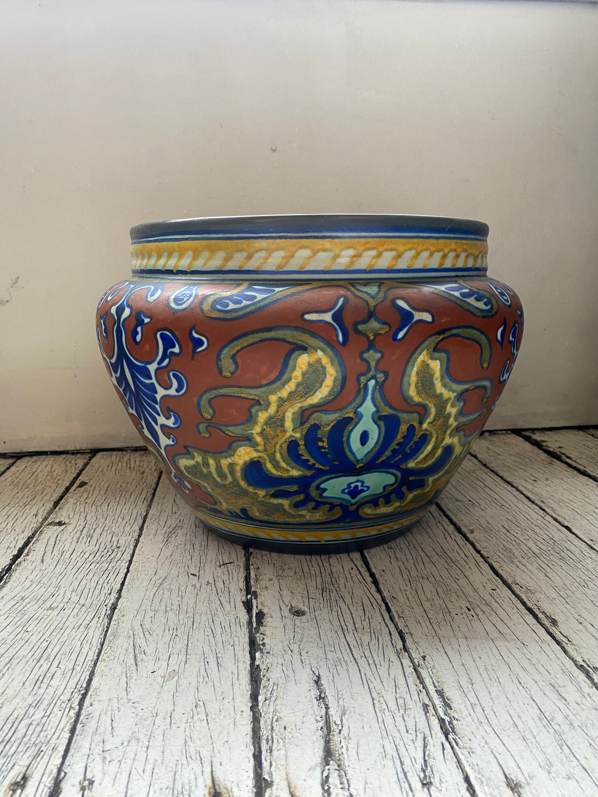Rare Gouda Dutch Art Deco Pottery Cache Pot / Jardiniere, Rhodian ...