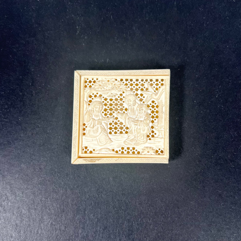 Antique Chinese 19th century Canton export ivory tangram puzzle box ...