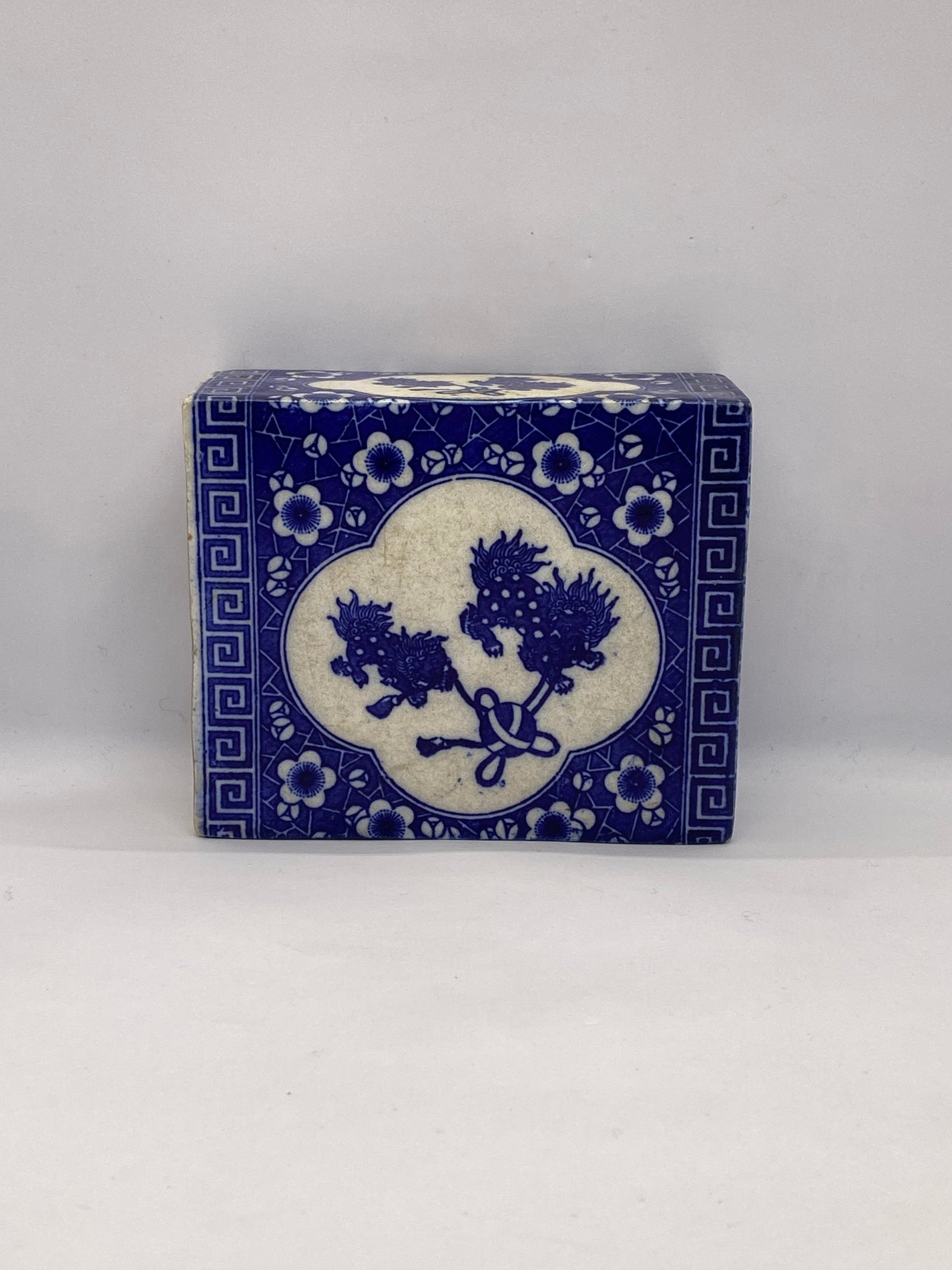 19th century Porcelain Opium Pillow with Foo Dogs | Cache Antiques ...