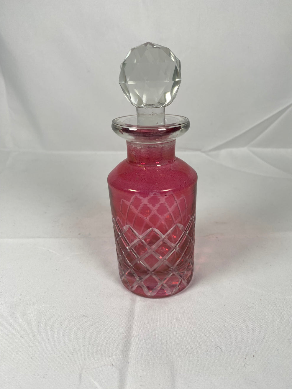 Vintage Cut Crystal Ruby Flash Bottle with Stopper | Cache Antiques ...
