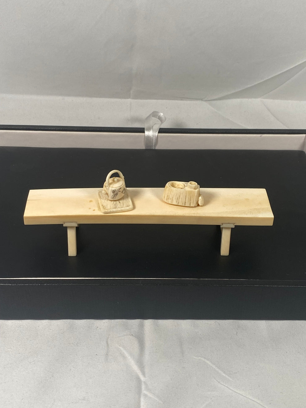 Antique Meiji period Japanese ivory okimono, Tea-making Scene | Cache ...