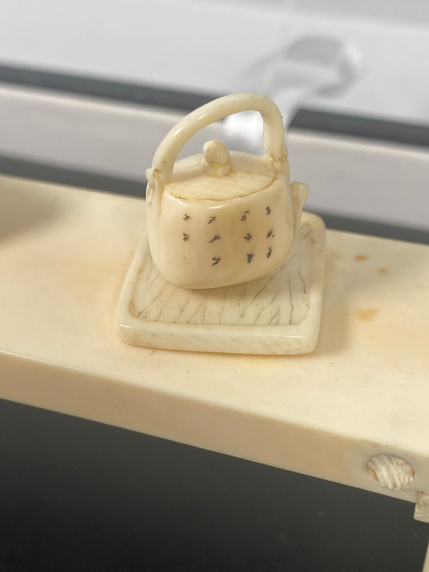 Antique Meiji period Japanese ivory okimono, Tea-making Scene | Cache ...